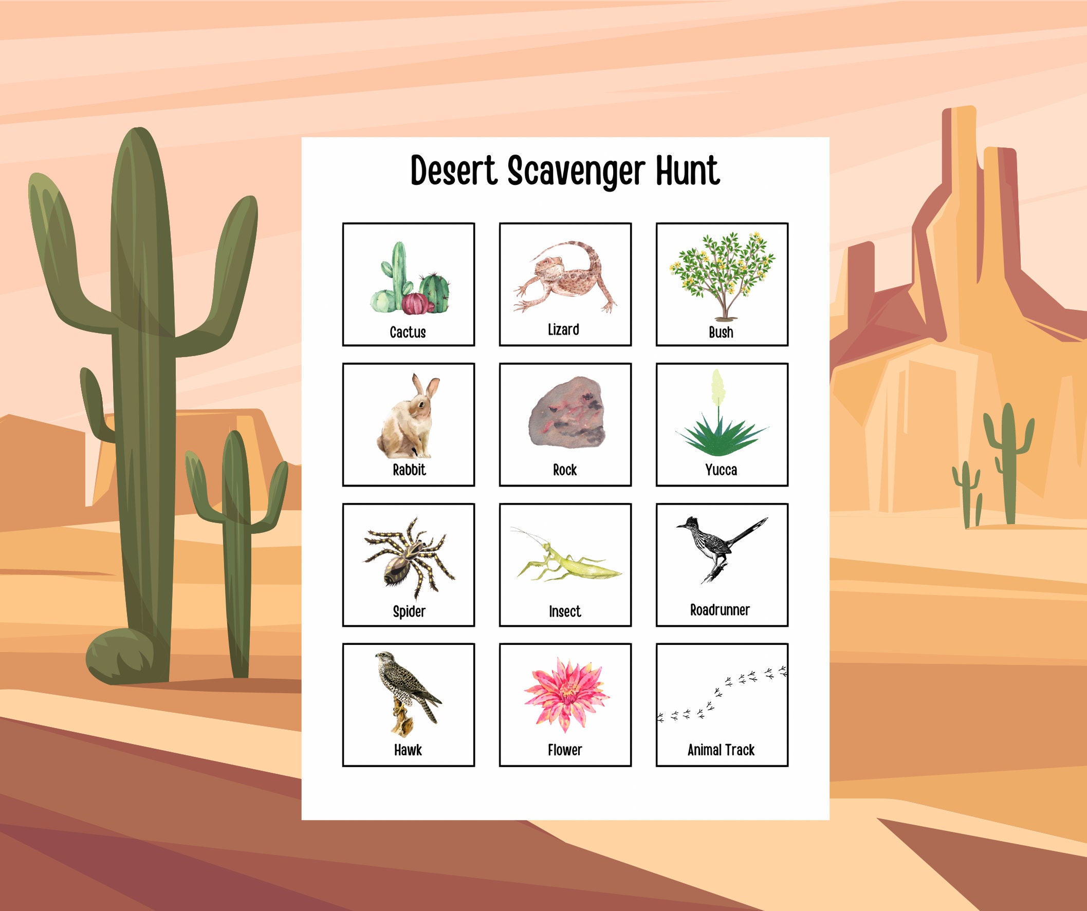 Desert Scavenger Hunt for Kids Nature Play Activity Outdoor Game ...