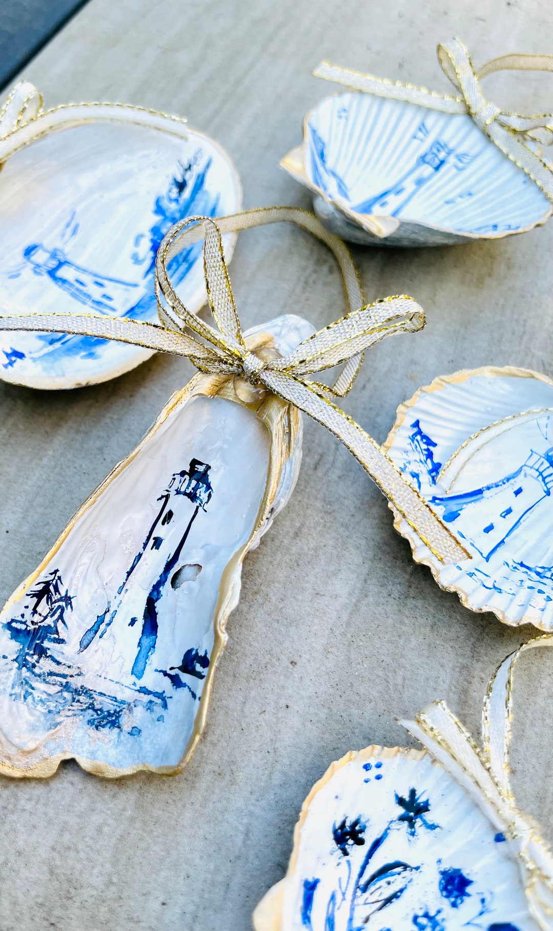 Handpainted Delft Blue Seashell Ornament, Dutch-tile Inspired Christmas ...