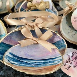 Watercolor Painted Seashell Sunset Beach Ornament, Real Clamshell From ...