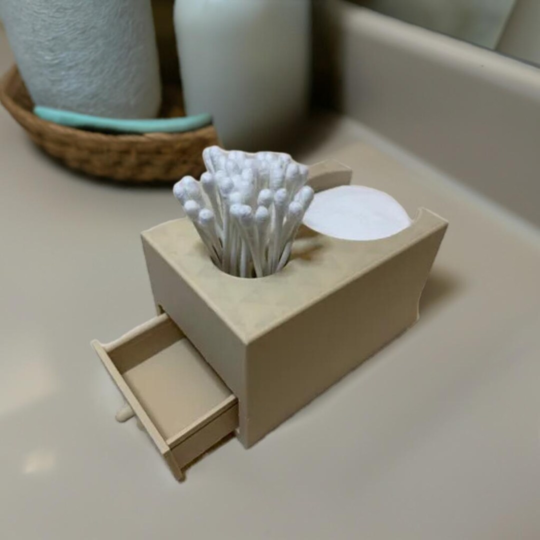 Bathroom Organizer Box With Drawer | Cotton Pad & Q-tip Holder | Vanity ...