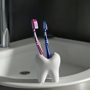 Tooth Shaped Toothbrush Holder | Dental Theme Bathroom Decor | Multiple ...