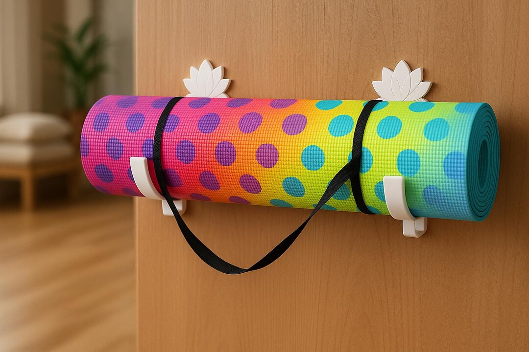 Lotus Yoga Mat Wall Hook | Minimalist Yoga Mat Wall Mount Hanger With ...