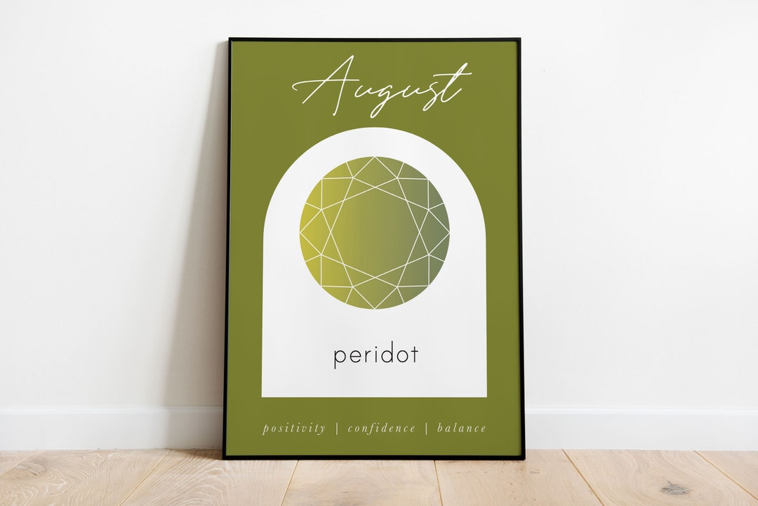 August Birthstone of the Month Printable Wall Art, Peridot Gemstone ...