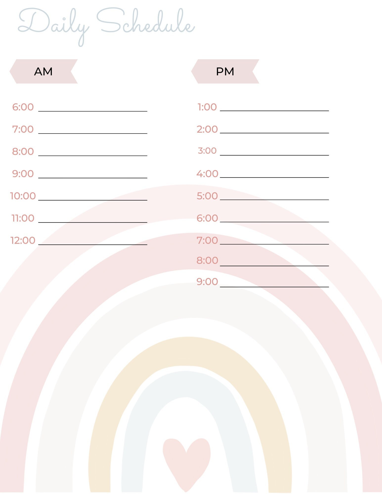 Daily Schedule Printable, Hourly Schedule, Instant Download and Print ...