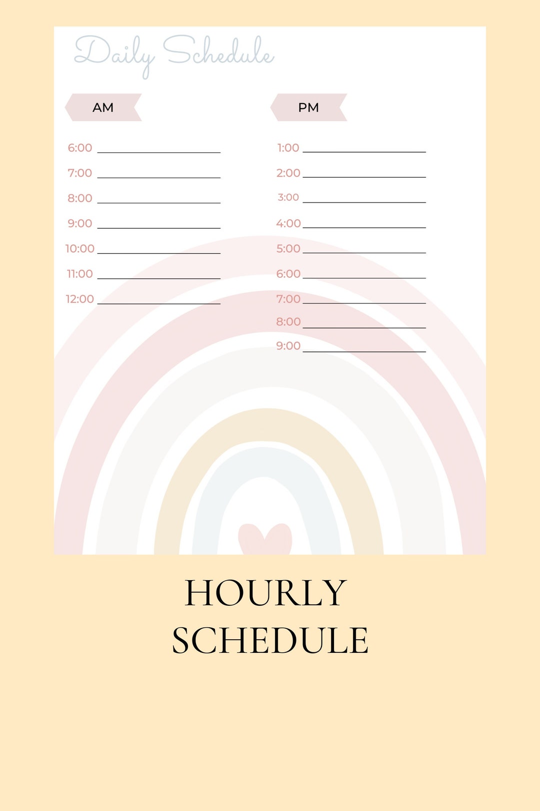 Daily Schedule Printable, Hourly Schedule, Instant Download and Print ...
