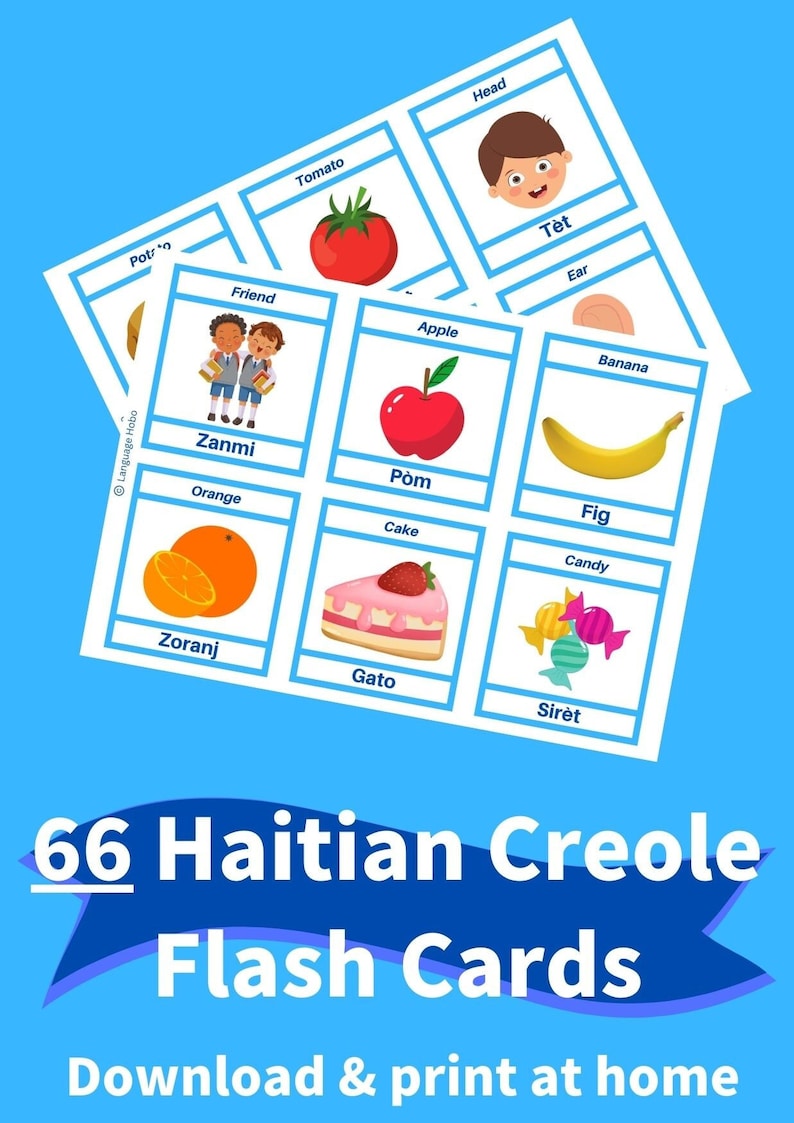 Printable HAITIAN CREOLE Flashcards [PDF] - 66 First Words for ...