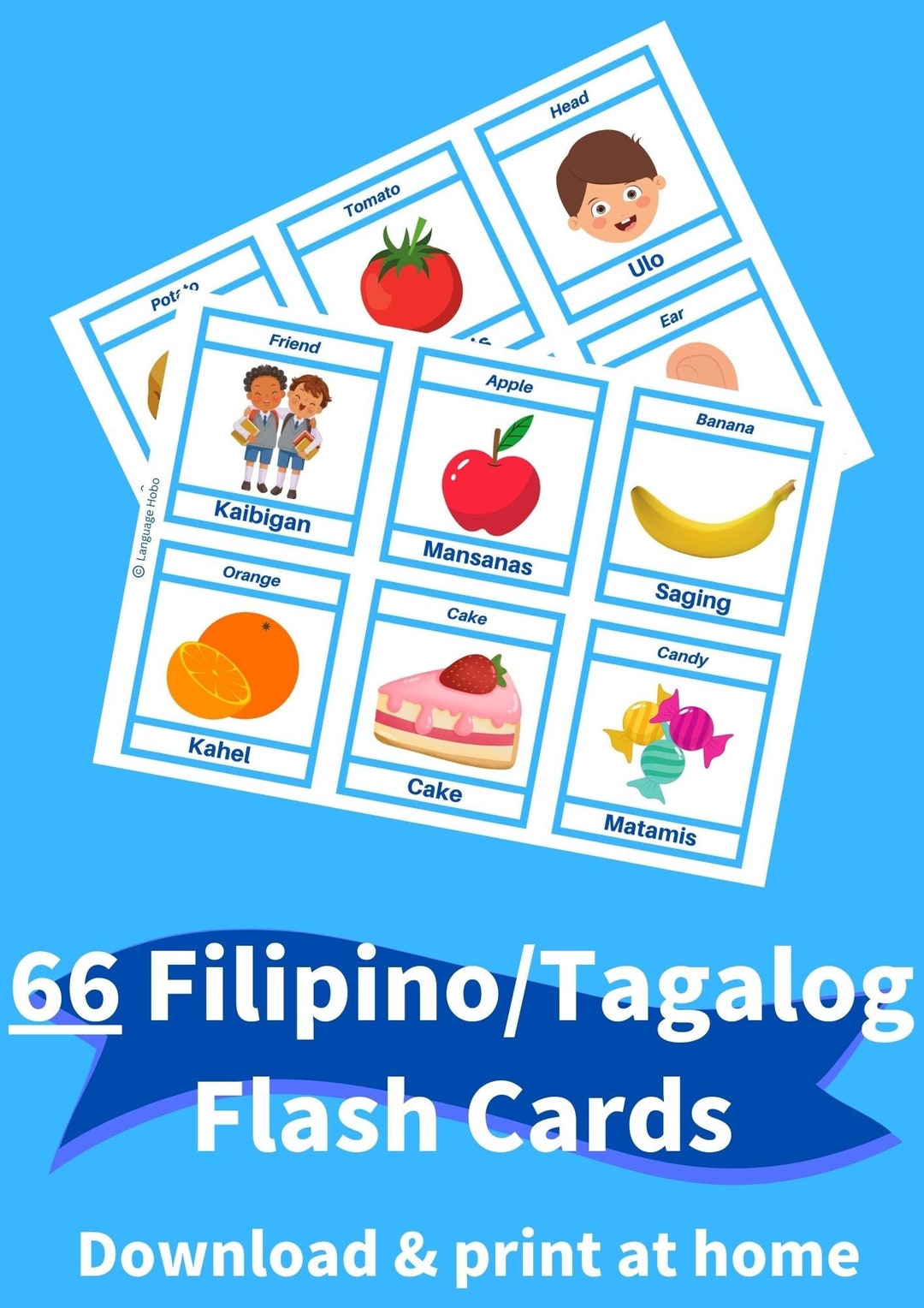 Printable FILIPINO/TAGALOG Flashcards [PDF] - 66 First Words for ...