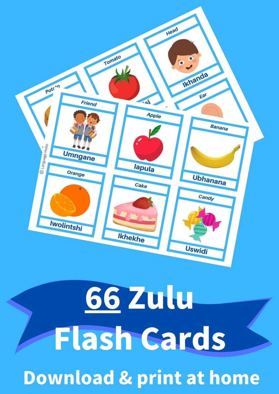 Printable ZULU Flashcards [PDF DOWNLOAD] - 66 First Words for Beginners ...