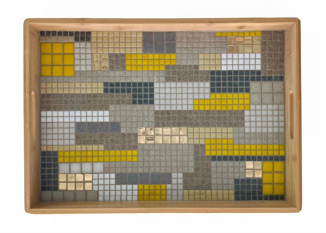 Mosaic "yellow Quilt" Serving Tray - Etsy