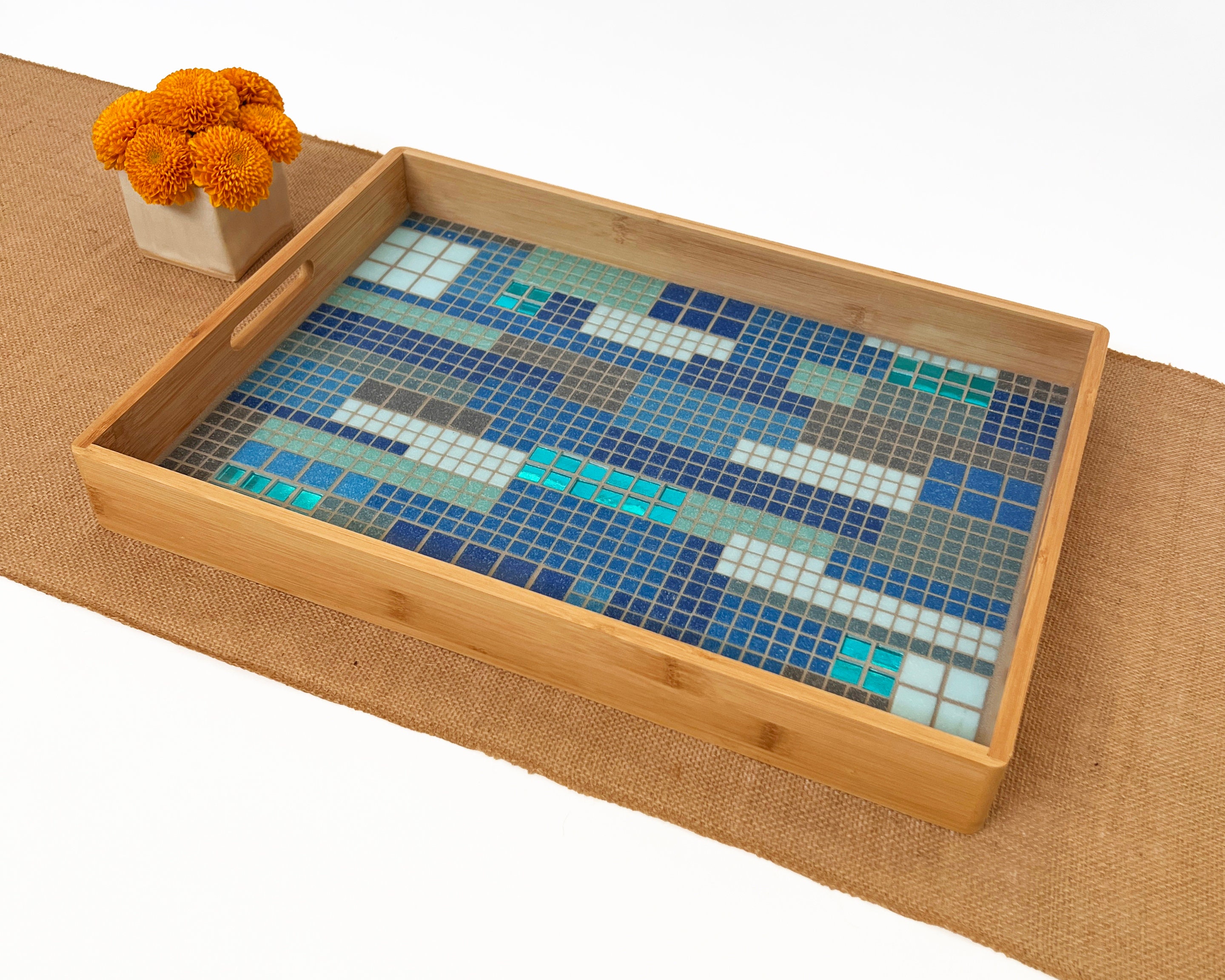 Mosaic "blue Quilt" Serving Tray - Etsy