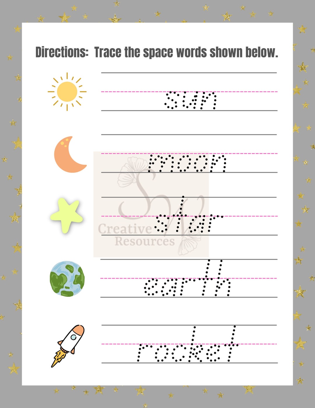 Digital Trace the Word for Kids - Etsy