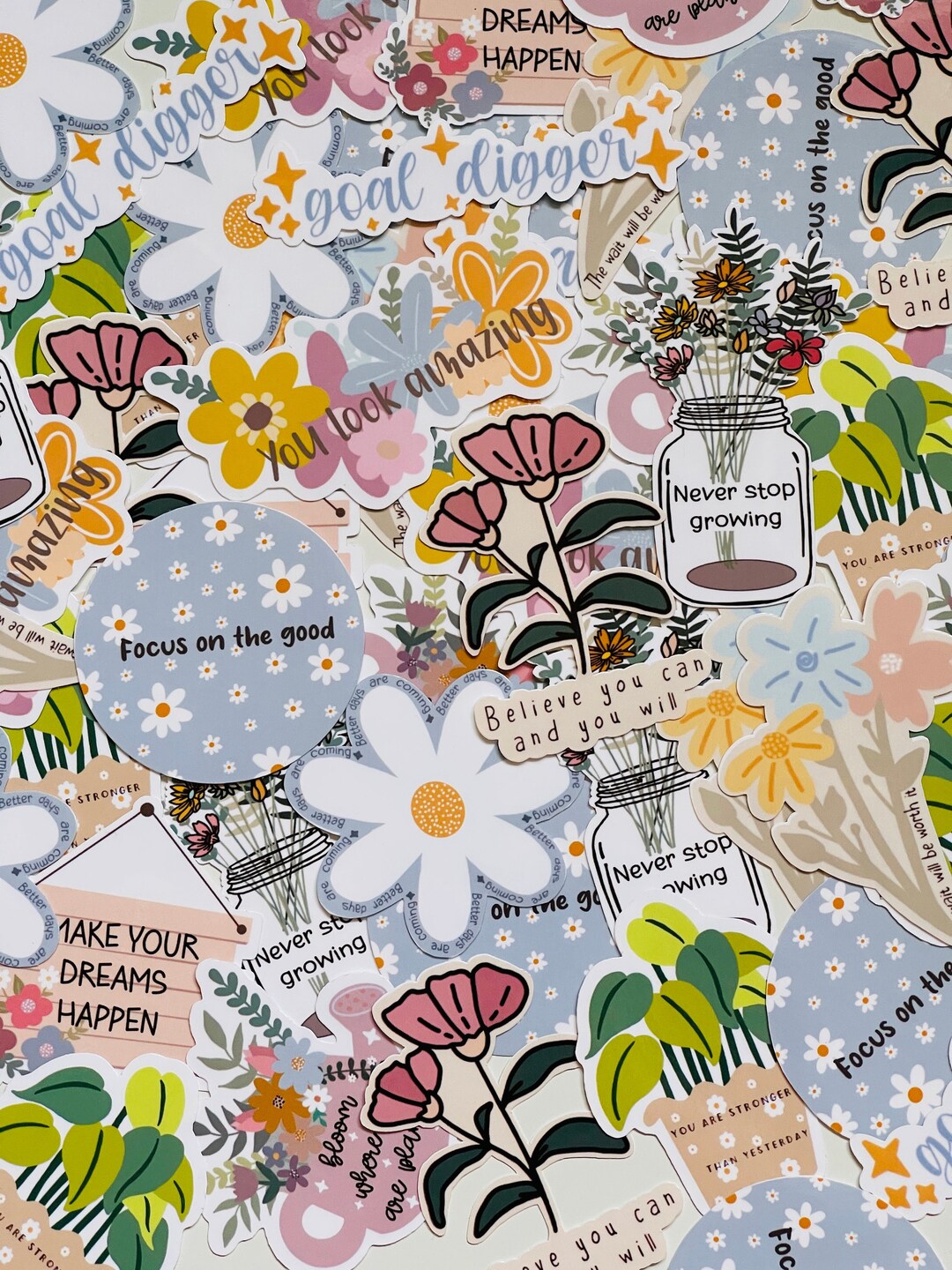 PICK YOUR STICKERS | Sticker Pack | Motivational Stickers | Flower ...