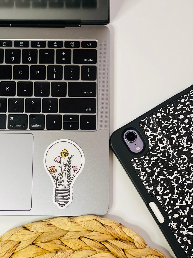 Bright Idea Floral Light Bulb Vinyl Sticker | Light Bulb Sticker ...