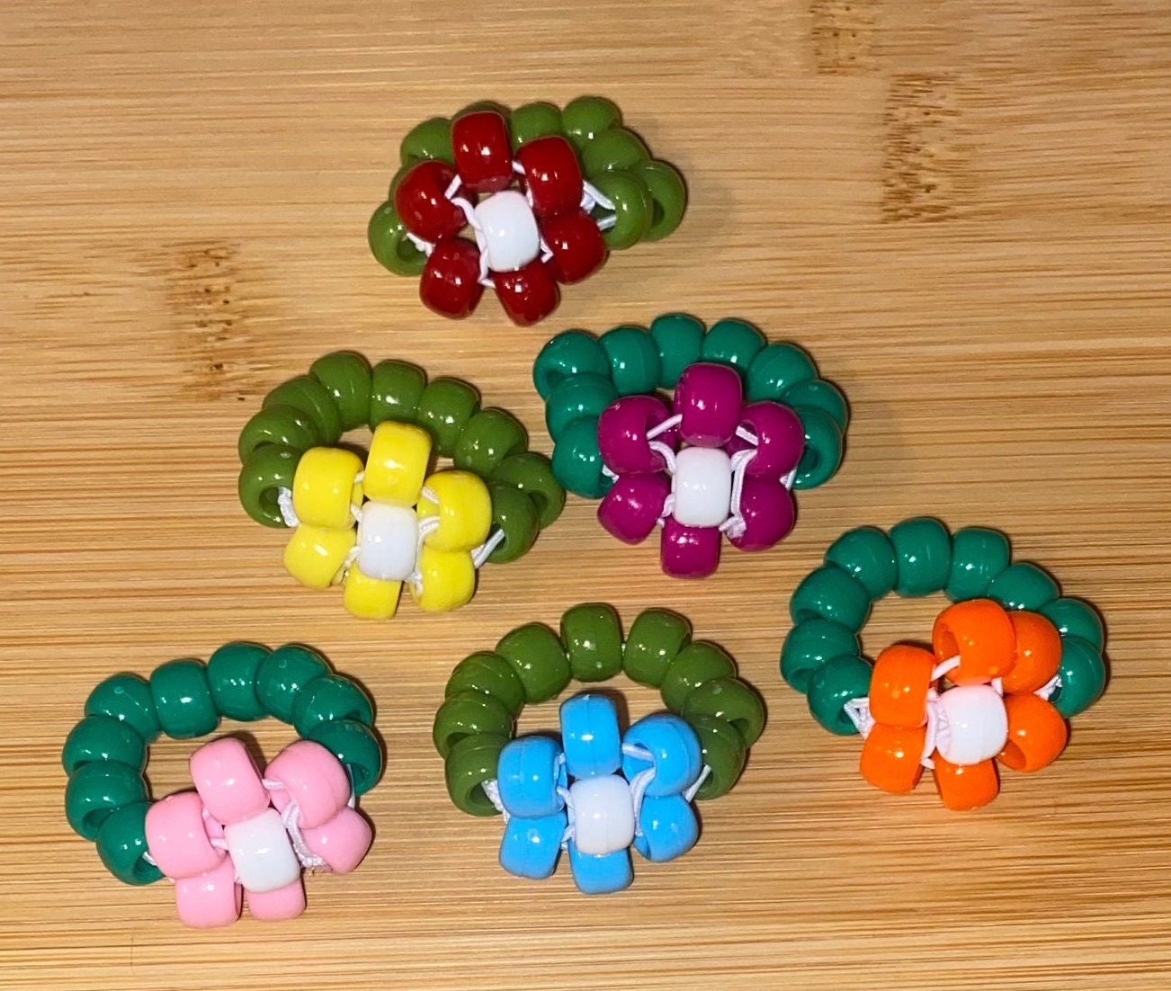 Colorful Handmade Pony Bead Accessories - Rave Kandi Candy Bead Rings ...