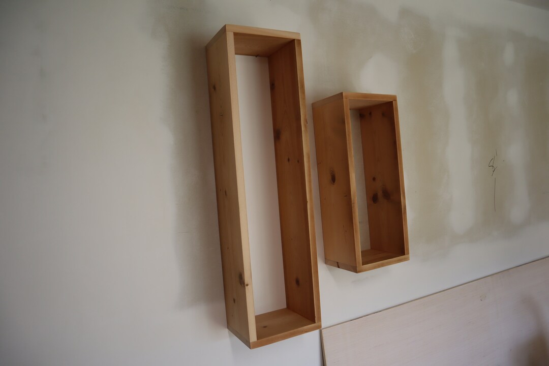 Deep Wood Box Shelf, Set of 2, Large Wall Shelf, Bathroom Shelf ...