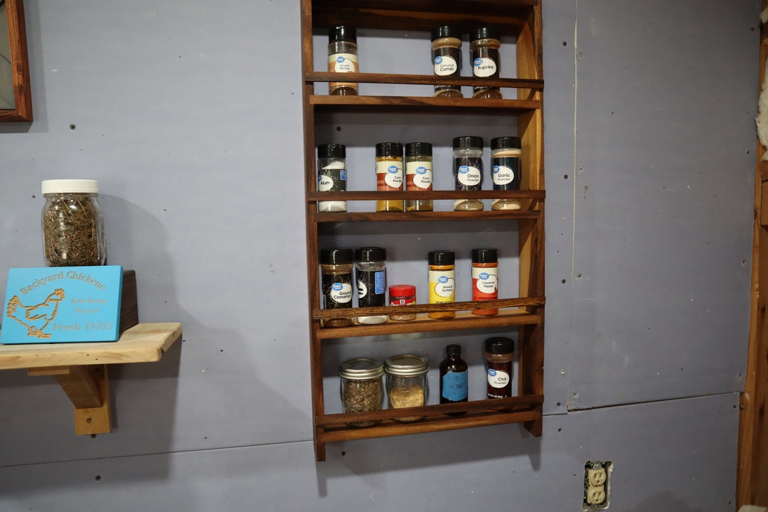Large Spice Rack, Wall Spice Rack, Spice Jar Organization, Wood Kitchen ...