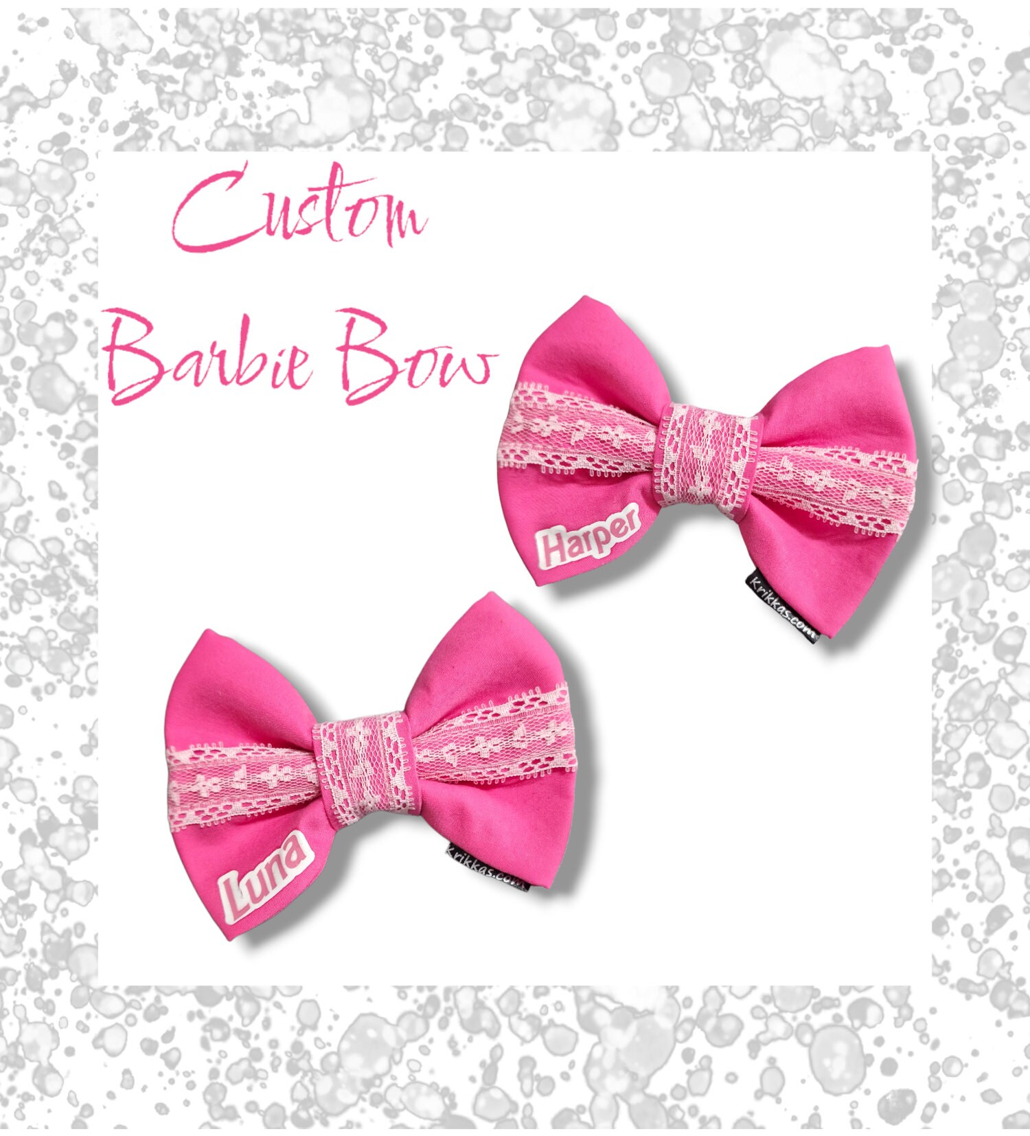 Pet & Kids Custom Barbie Pink Bow / Custom Name Bow / Barbie - Etsy