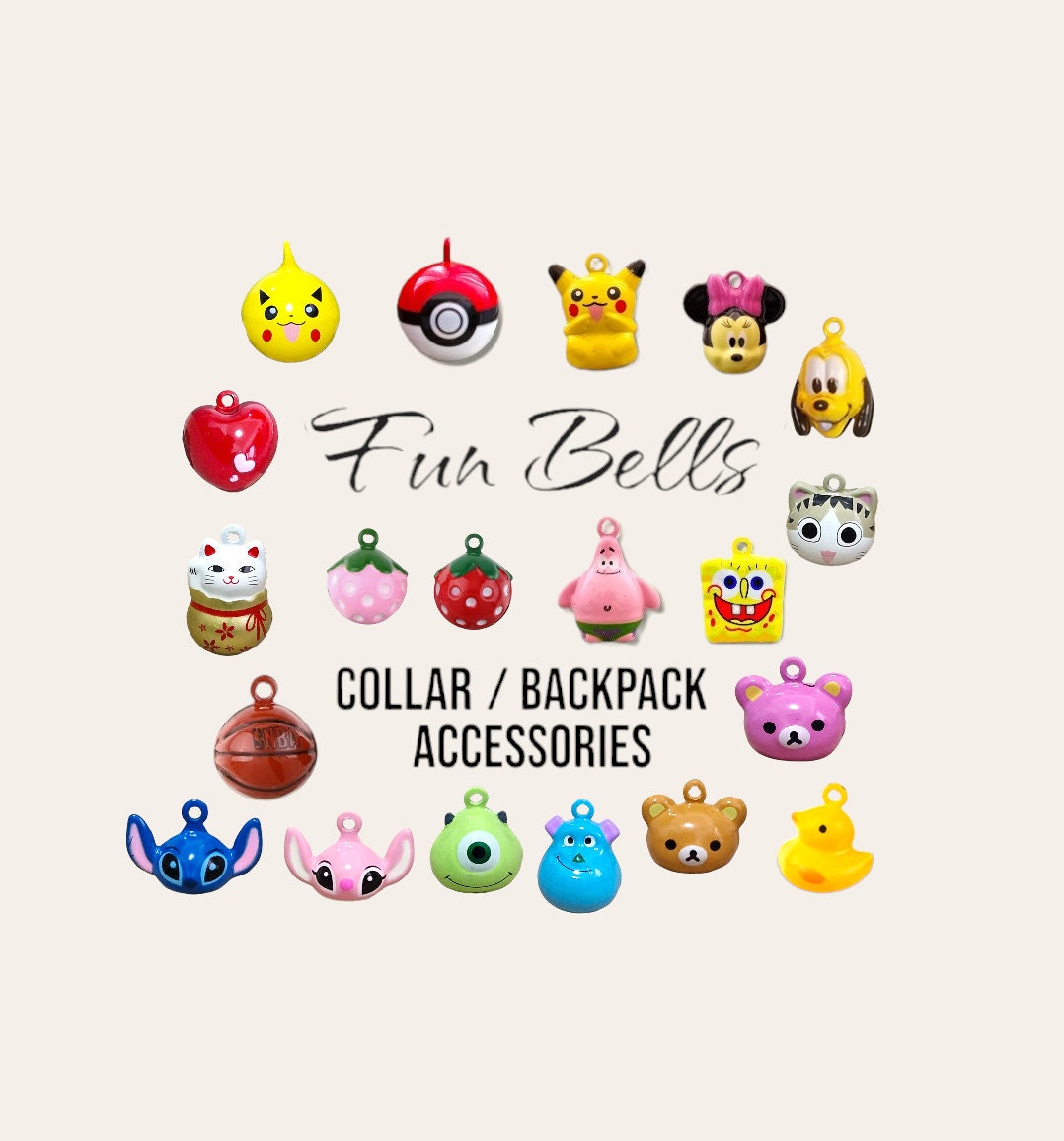 Fun Pet Bells 1 Pc Bell Collar Pikachu Bell Fun Kids Backpack Pokemon ...