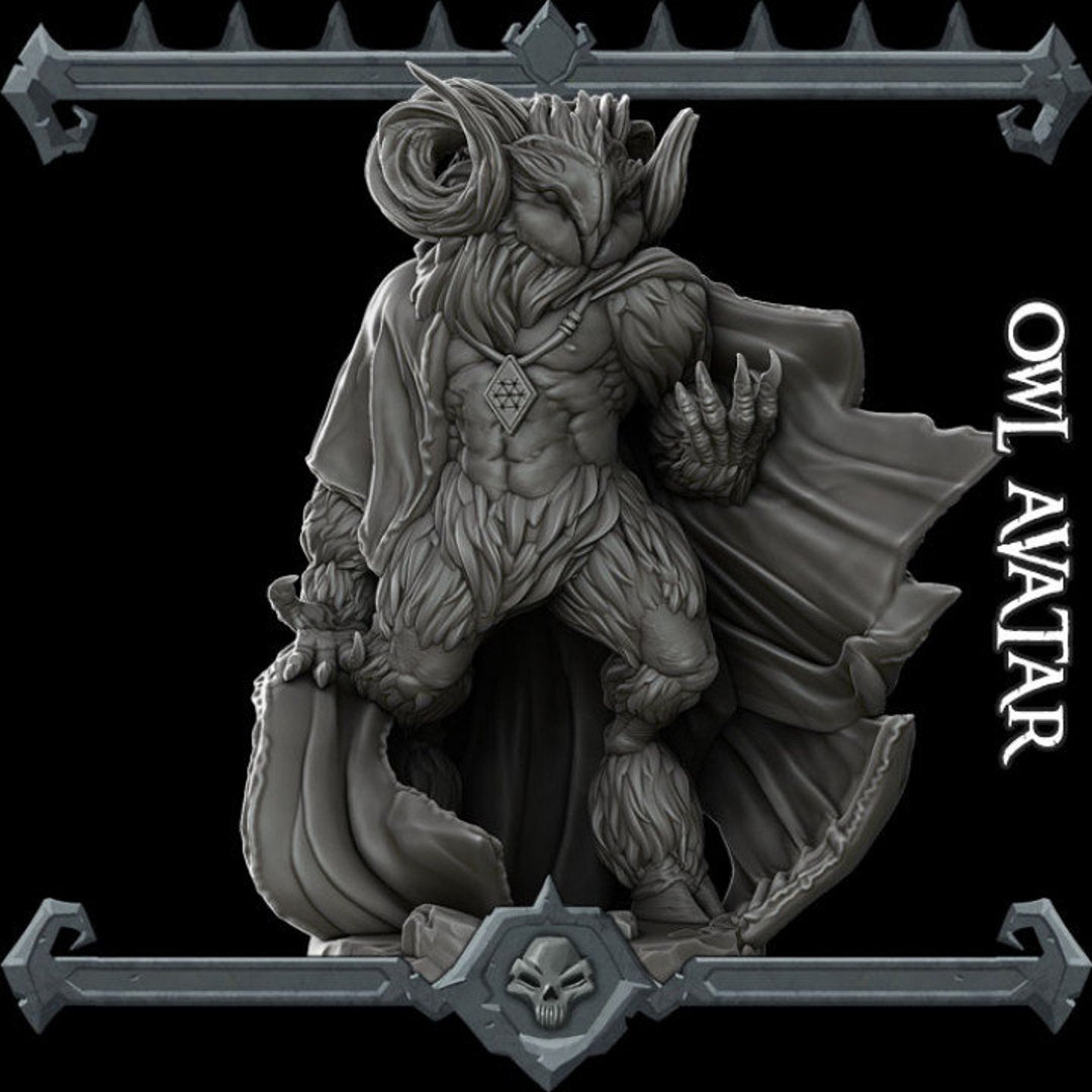 3d Miniatures Owl Avatar Fantasy Miniatures 28mm 32mm War Gaming Dnd ...