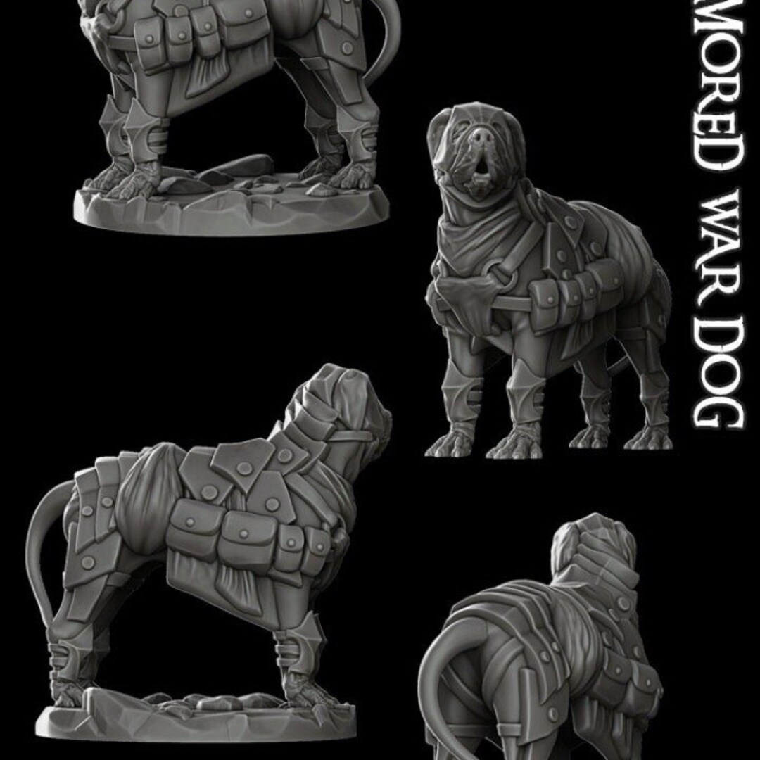 Armored War Dog Fantasy Miniatures 28mm 32mm War Gaming - Etsy