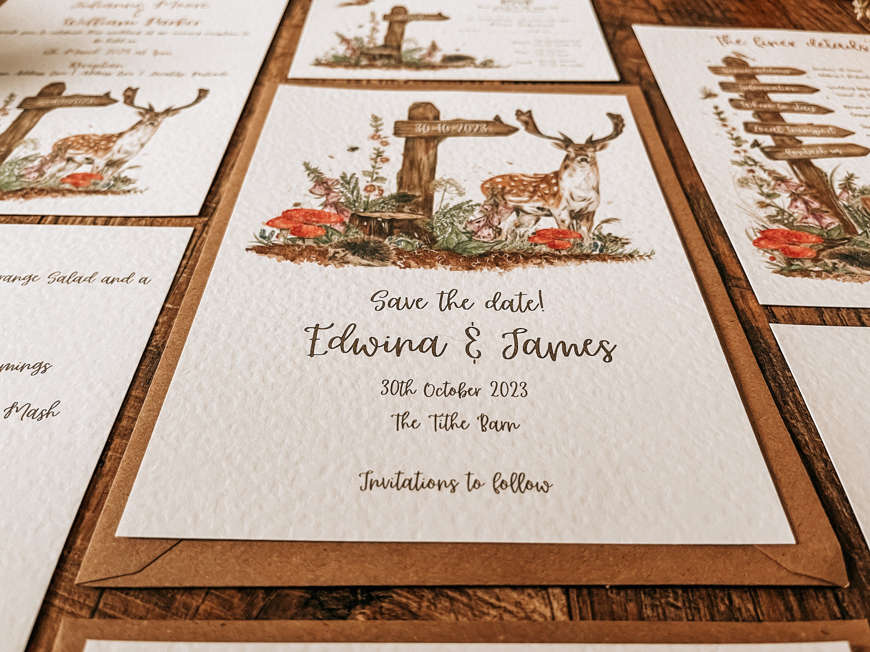 SAMPLE ONLY* Stag & Doe Signpost Deer Wedding Stationery, Invitation ...