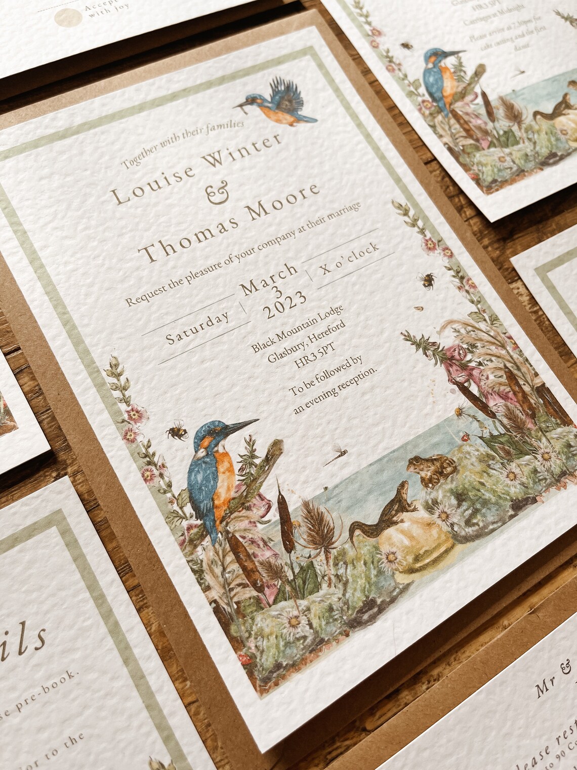 SAMPLE ONLY Whimsical Wetland Wedding Stationery, Invitation, Save the ...