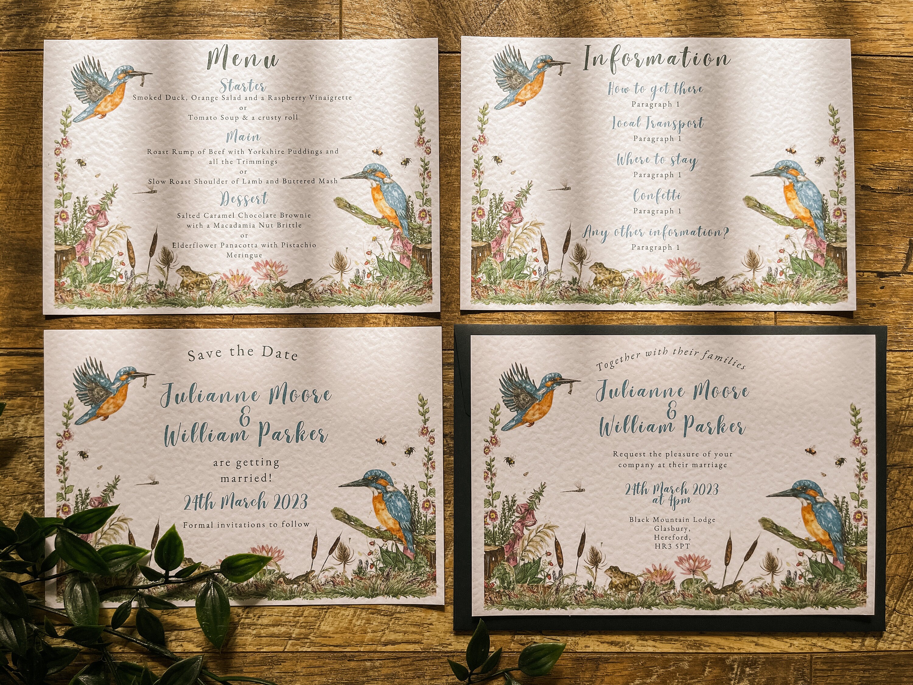 SAMPLE ONLY* Kingfisher Riverside Wedding Stationery, Invitation, Save ...