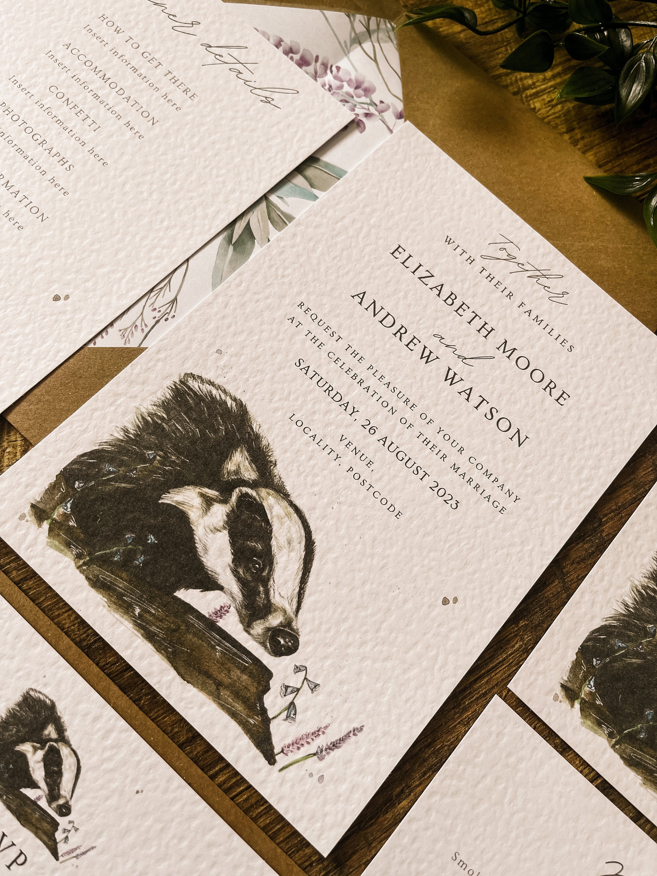 SAMPLE ONLY Badger Wedding Stationery, Invitation, Save the Date, RSVP ...