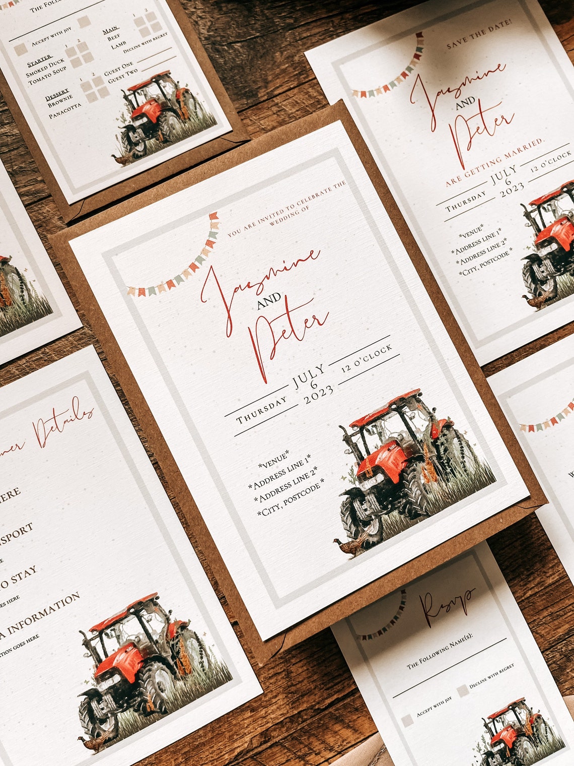 SAMPLE ONLY* Case Tractor Invitation, Save the Date, RSVP, Rustic ...