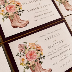 SAMPLE ONLY* Wellingtons and Flowers, Wellies Wedding Stationery ...