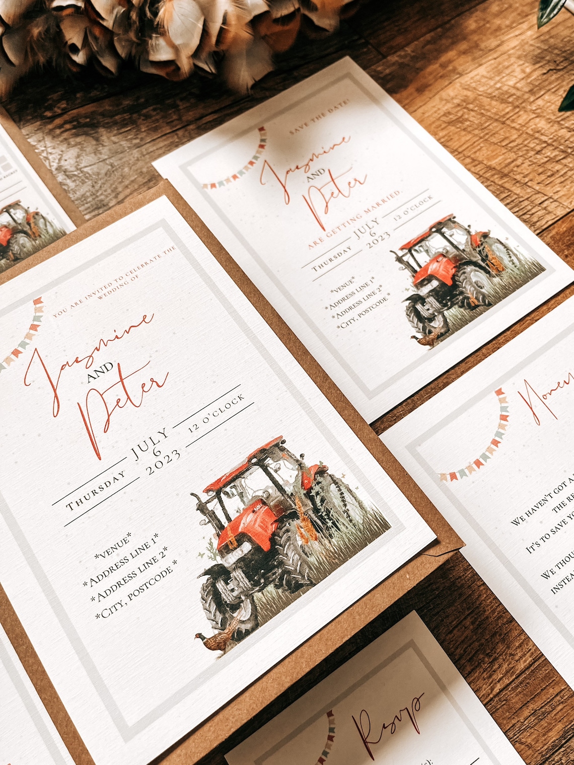SAMPLE ONLY* Case Tractor Invitation, Save the Date, RSVP, Rustic ...