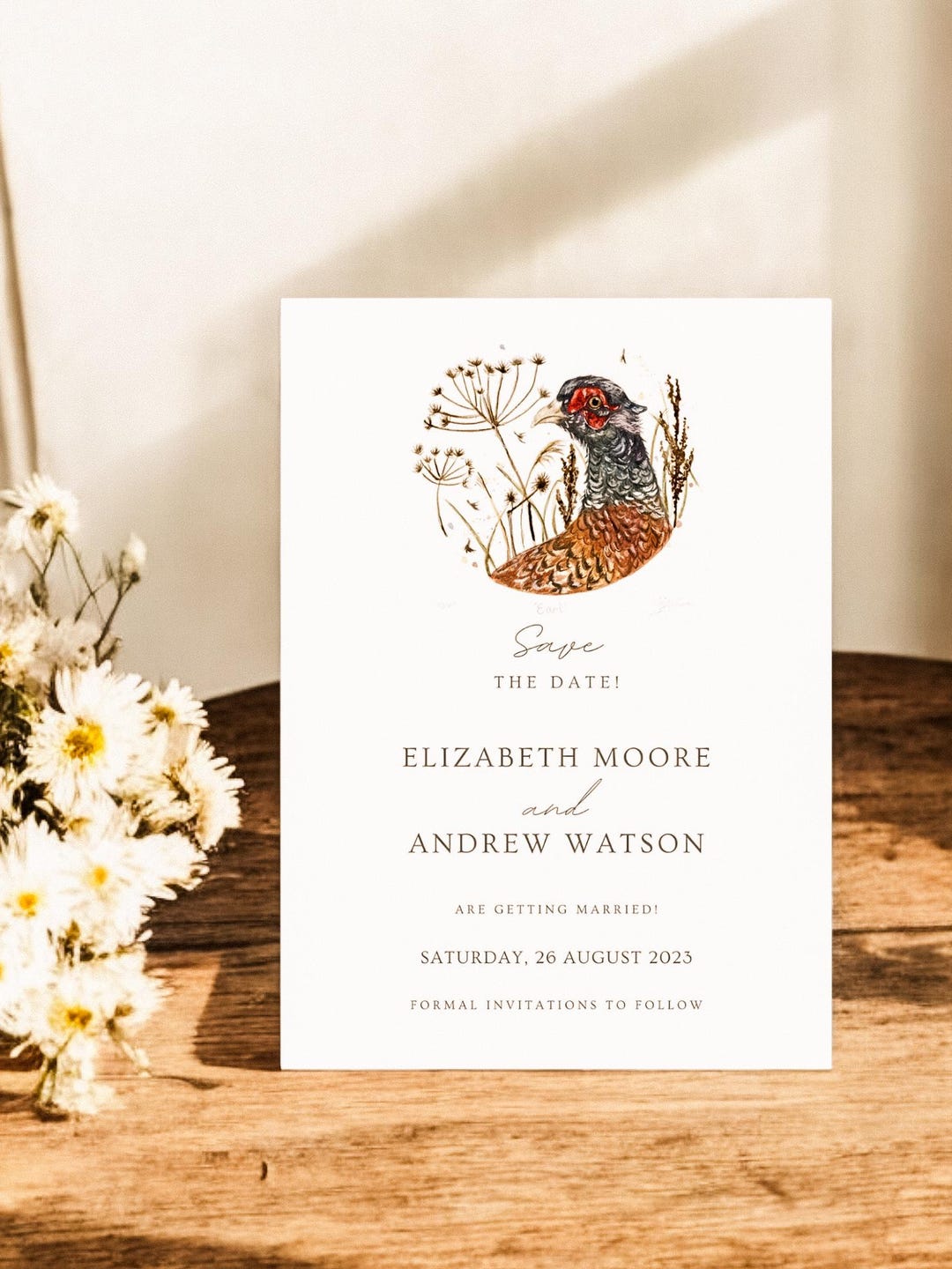 SAMPLE ONLY* Circular Pheasant Wedding Invitation Stationery, Save the ...