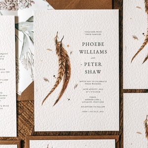 SAMPLE ONLY* Pheasant Feather Wedding Stationery, Invitation, Save the ...