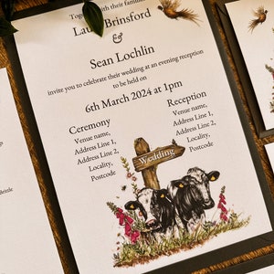 SAMPLE ONLY* Dairy Cow & Signpost Wedding Stationery, Invitation, Save ...
