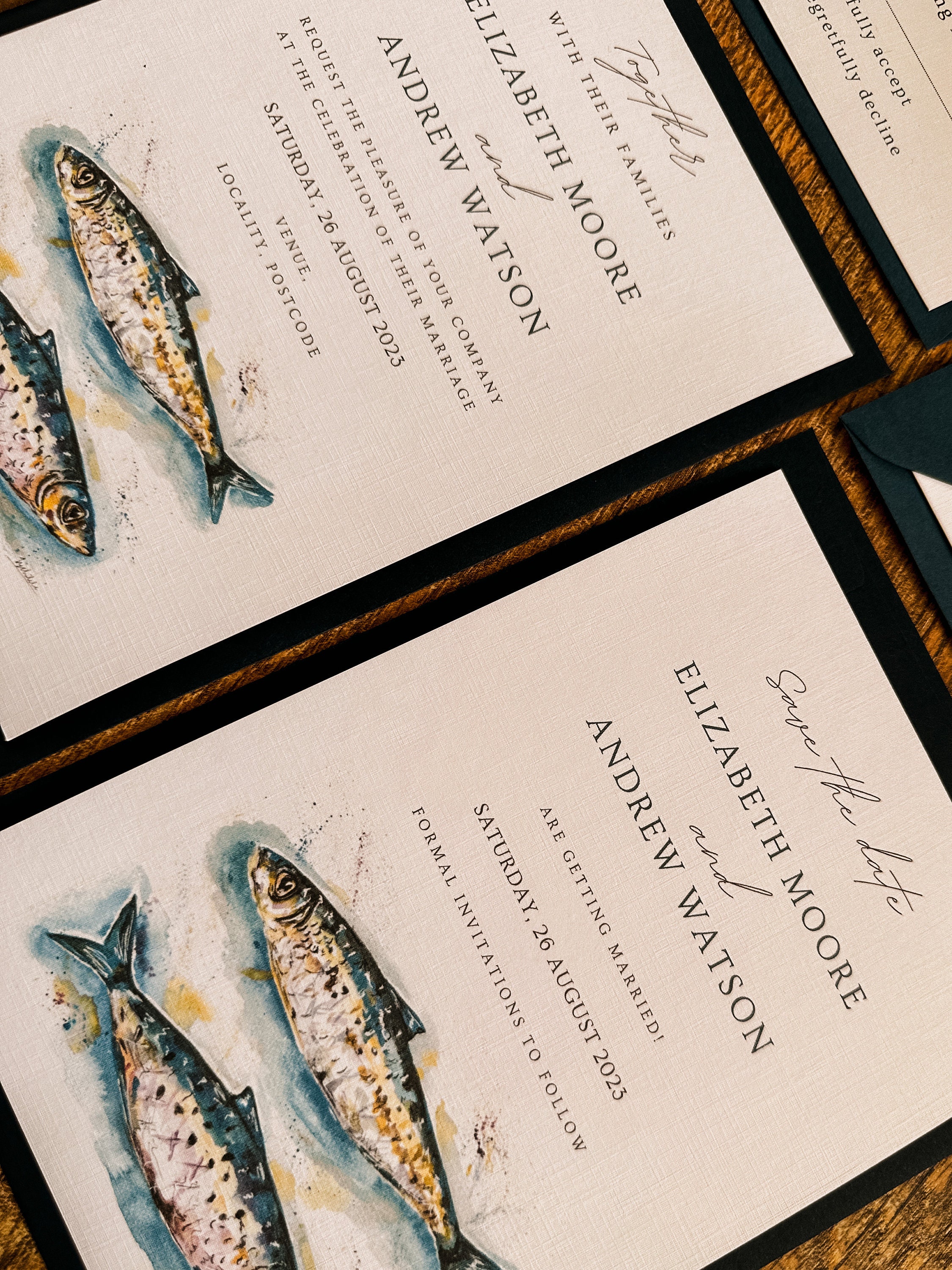 SAMPLE ONLY* Fish Wedding Stationery, Invitation, Save the Date, RSVP ...