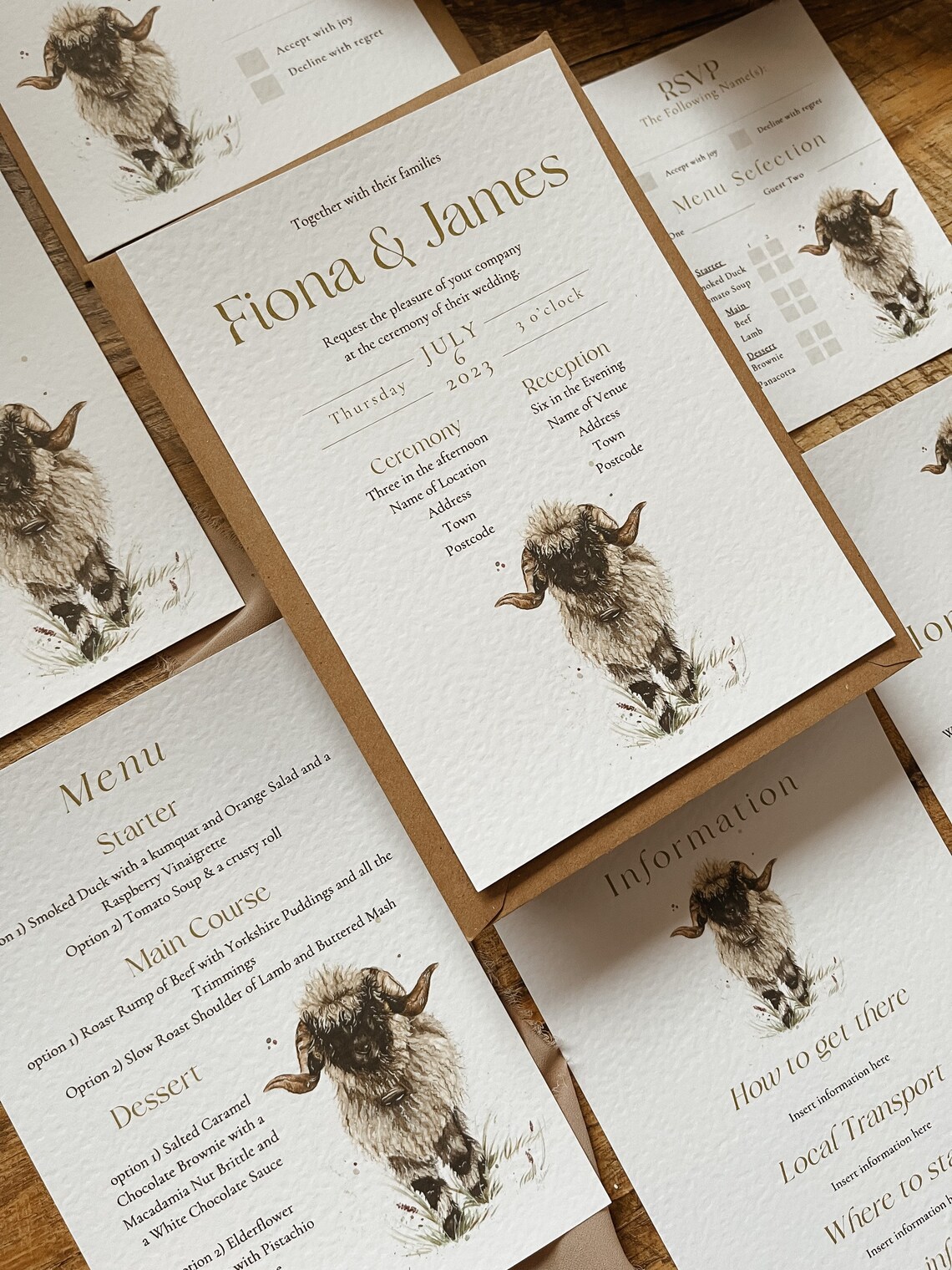 SAMPLE ONLY* Valais Blacknose Sheep Wedding Stationery, Invitation ...