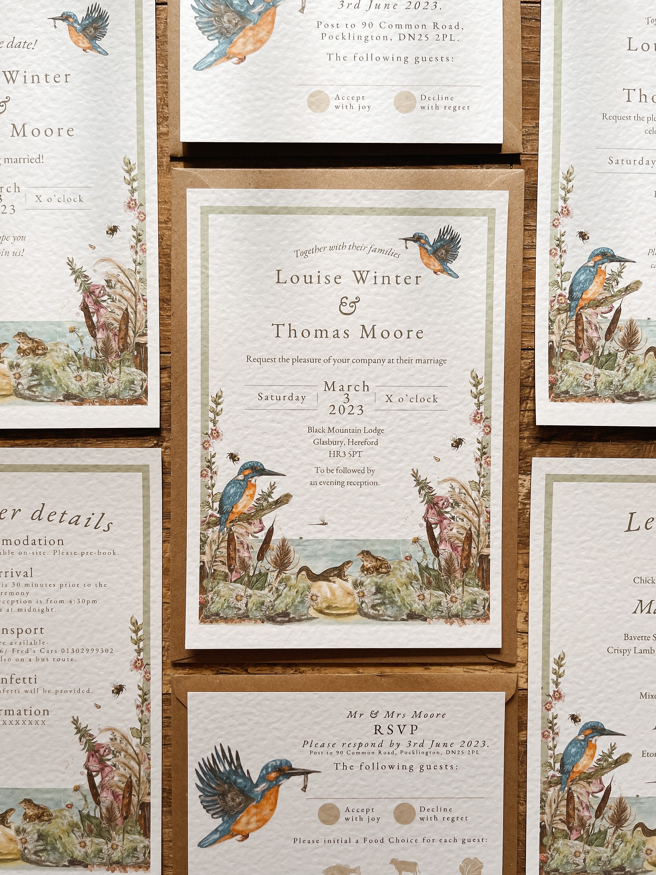 SAMPLE ONLY* Whimsical Wetland Wedding Stationery, Invitation, Save the ...