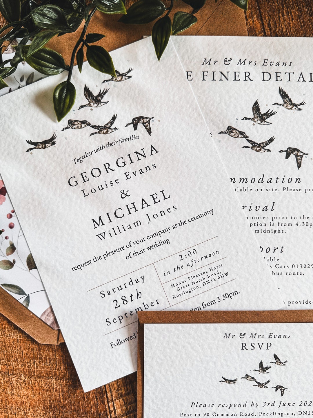 SAMPLE ONLY* Canada Geese Wedding Stationery, Invitation, Save the Date ...