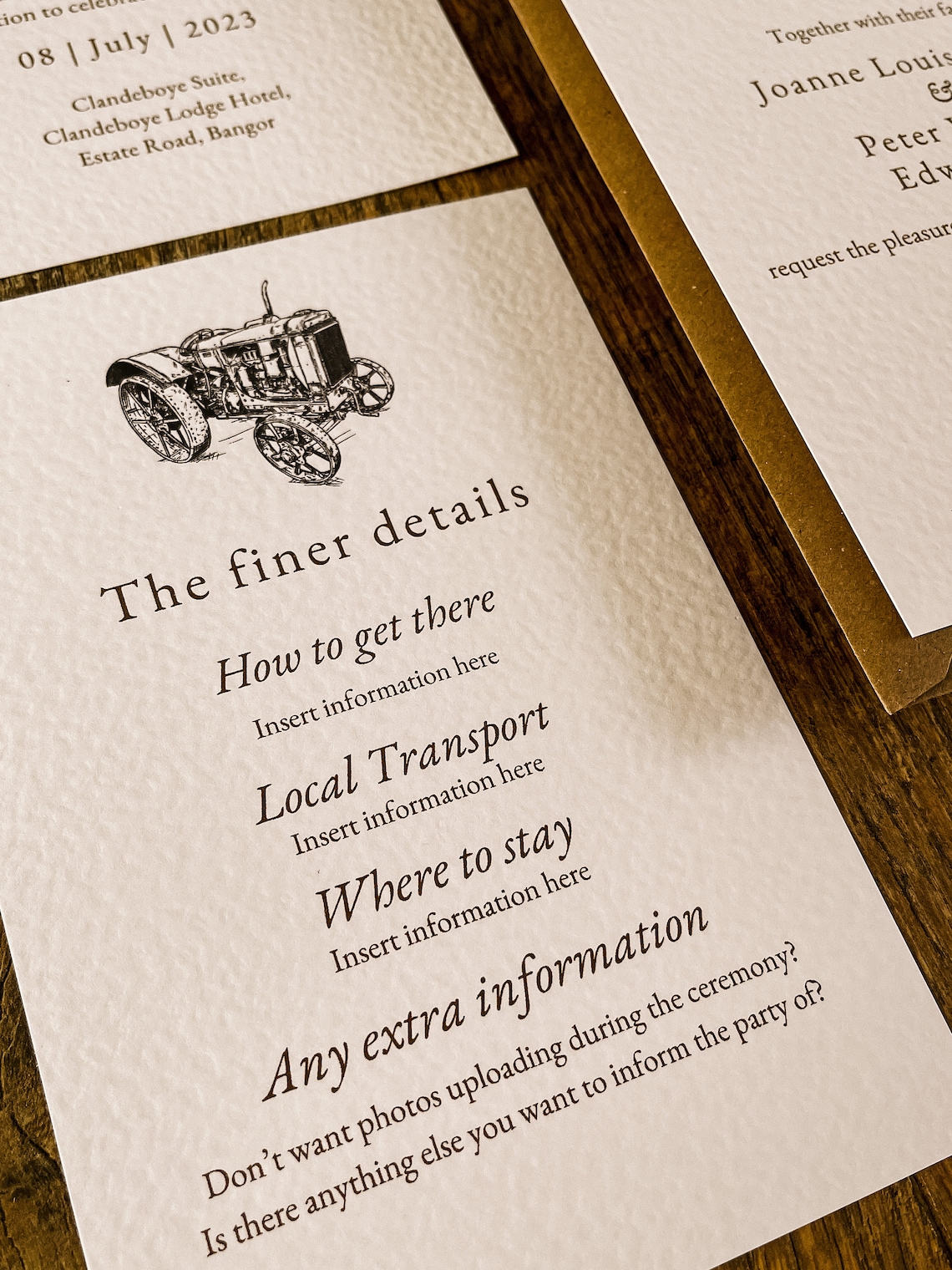 SAMPLE ONLY* Vintage Tractor Wedding Stationery, Invitation, Save the ...