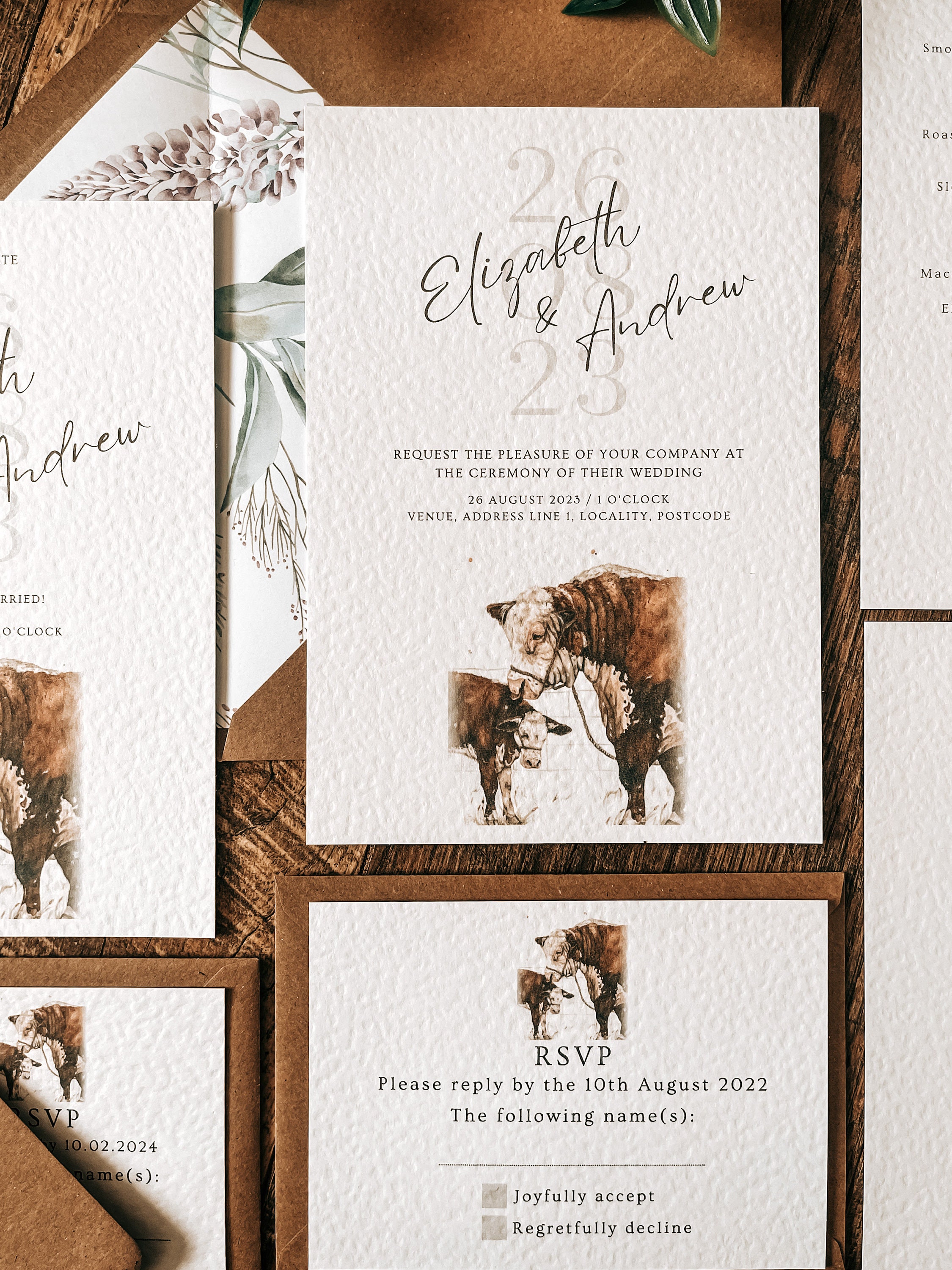 SAMPLE ONLY Hereford Cow Wedding Stationery, Invitation, Save the Date ...
