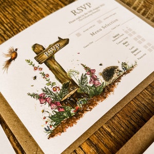 SAMPLE ONLY* Woodland Signpost Wedding Stationery, Invitation, Save the ...