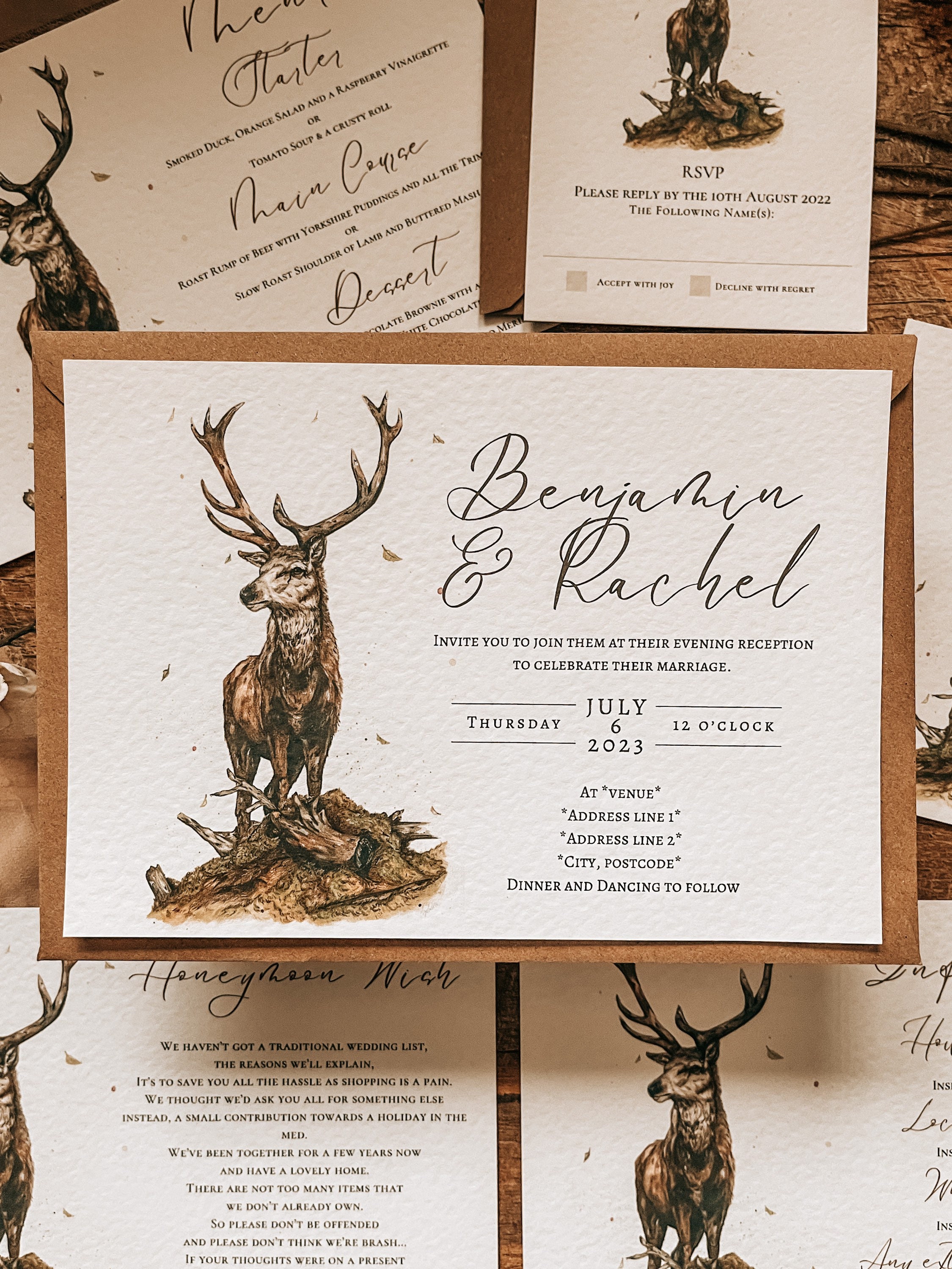 SAMPLE ONLY* Stag Invitation, Save the Date, RSVP, Rustic, Country ...