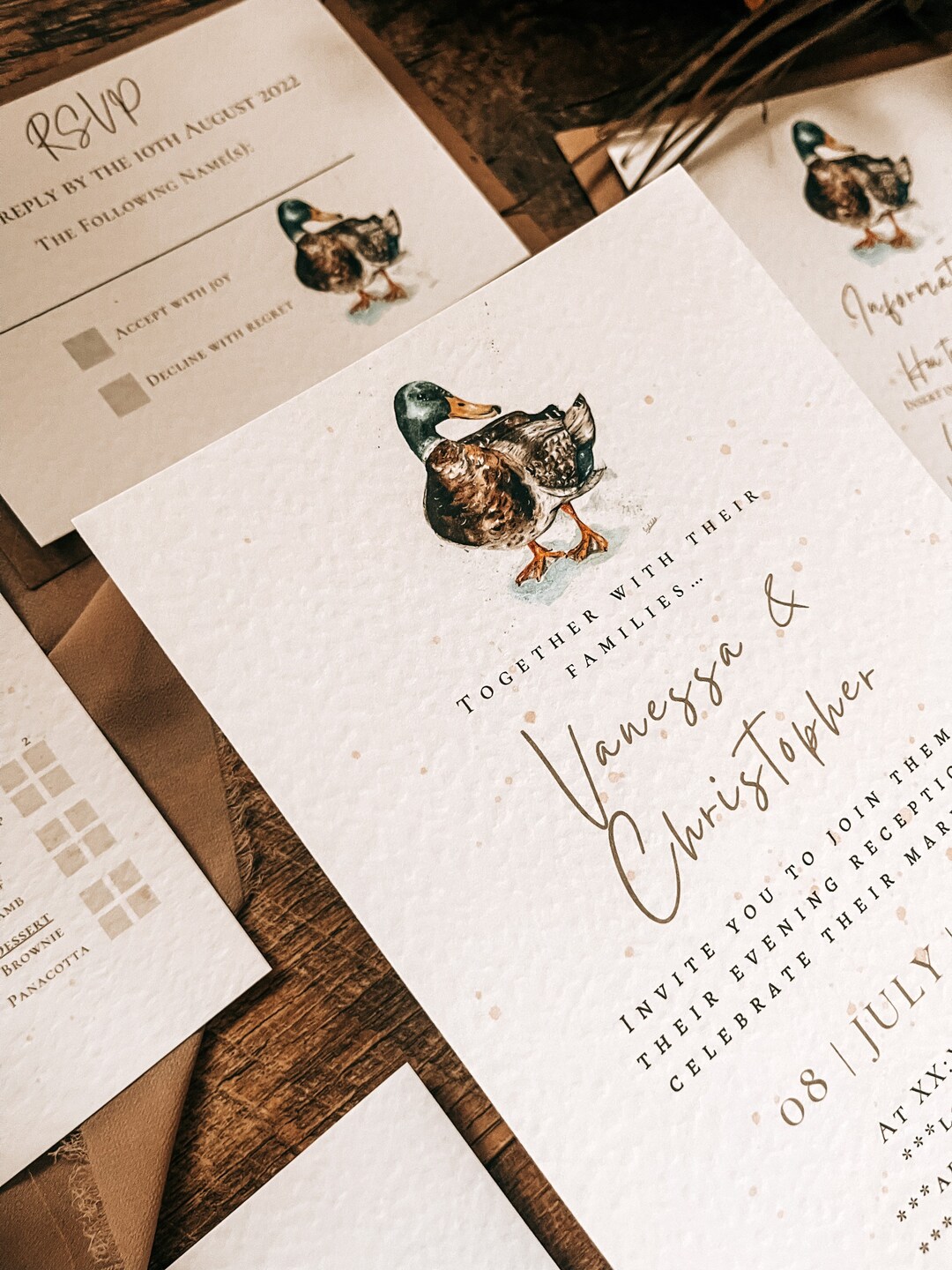 SAMPLE ONLY* Mallard Duck Wedding Stationery, Invitation, Save the Date ...