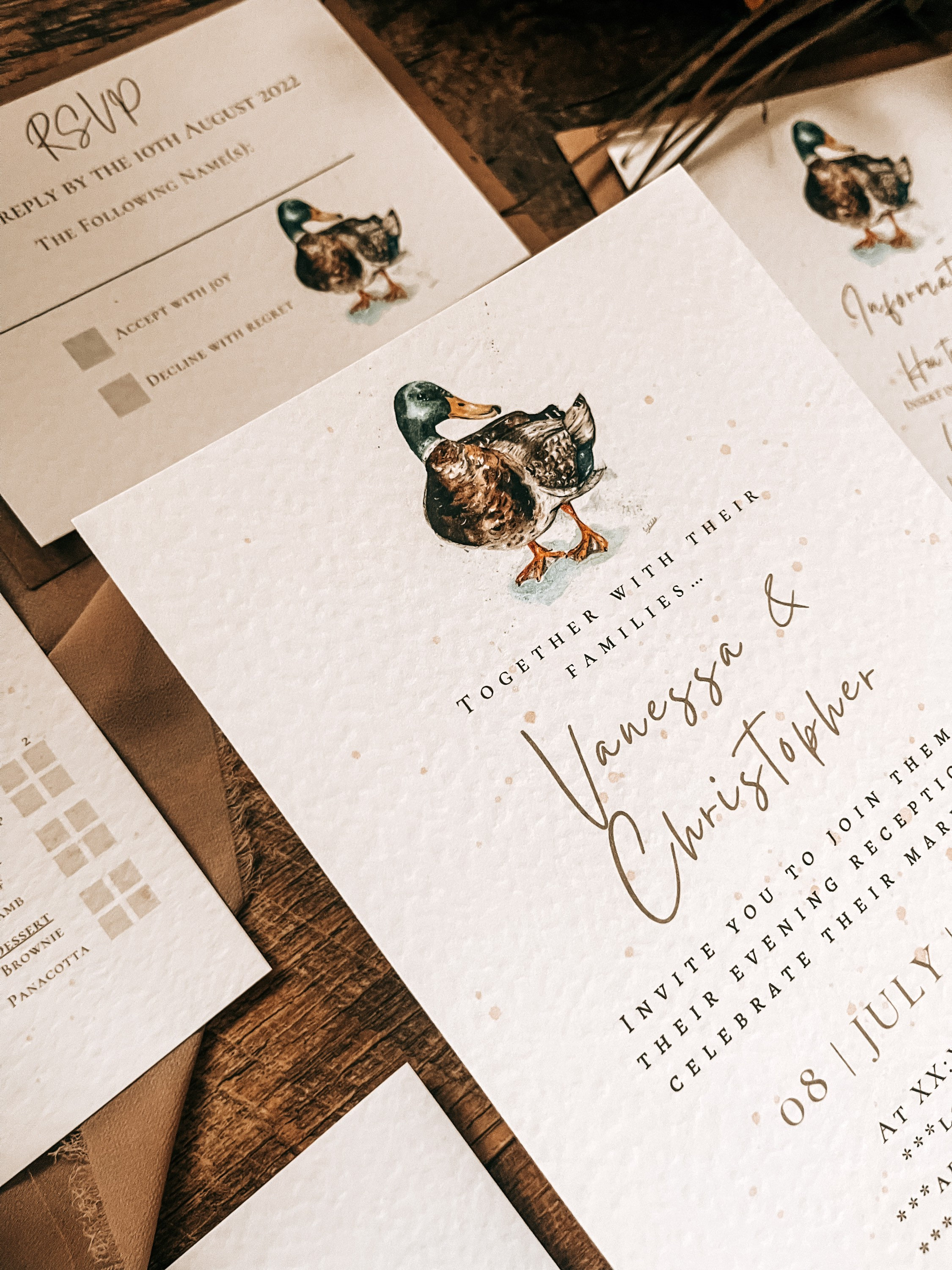 Duck Wedding Invitations Winter Botanical Wedding Invitations