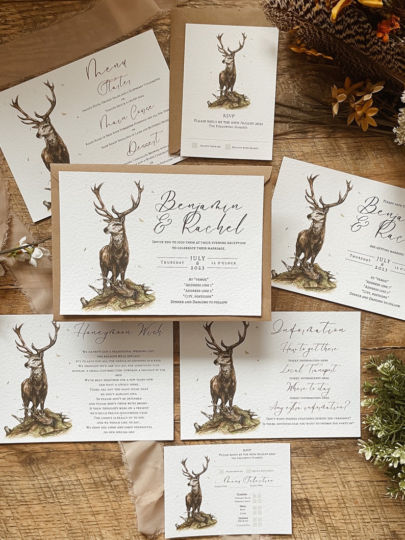SAMPLE ONLY* Stag Invitation, Save the Date, RSVP, Rustic, Country ...