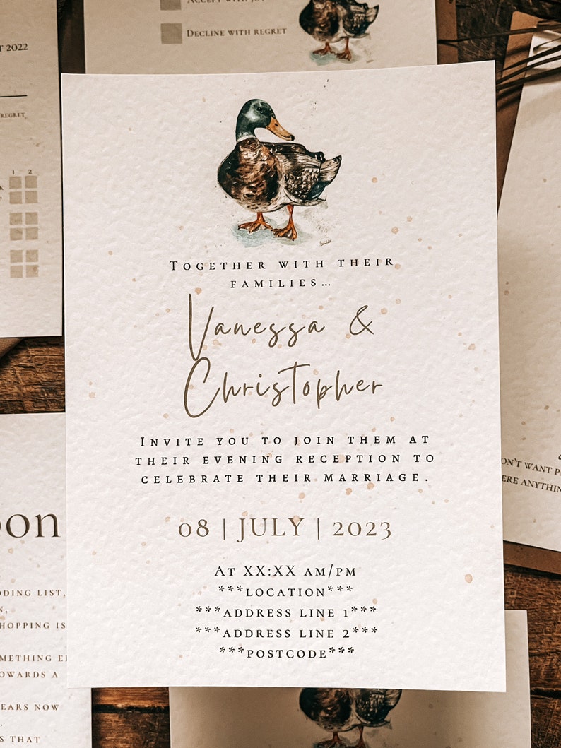 SAMPLE ONLY* Mallard Duck Wedding Stationery, Invitation, Save the Date ...