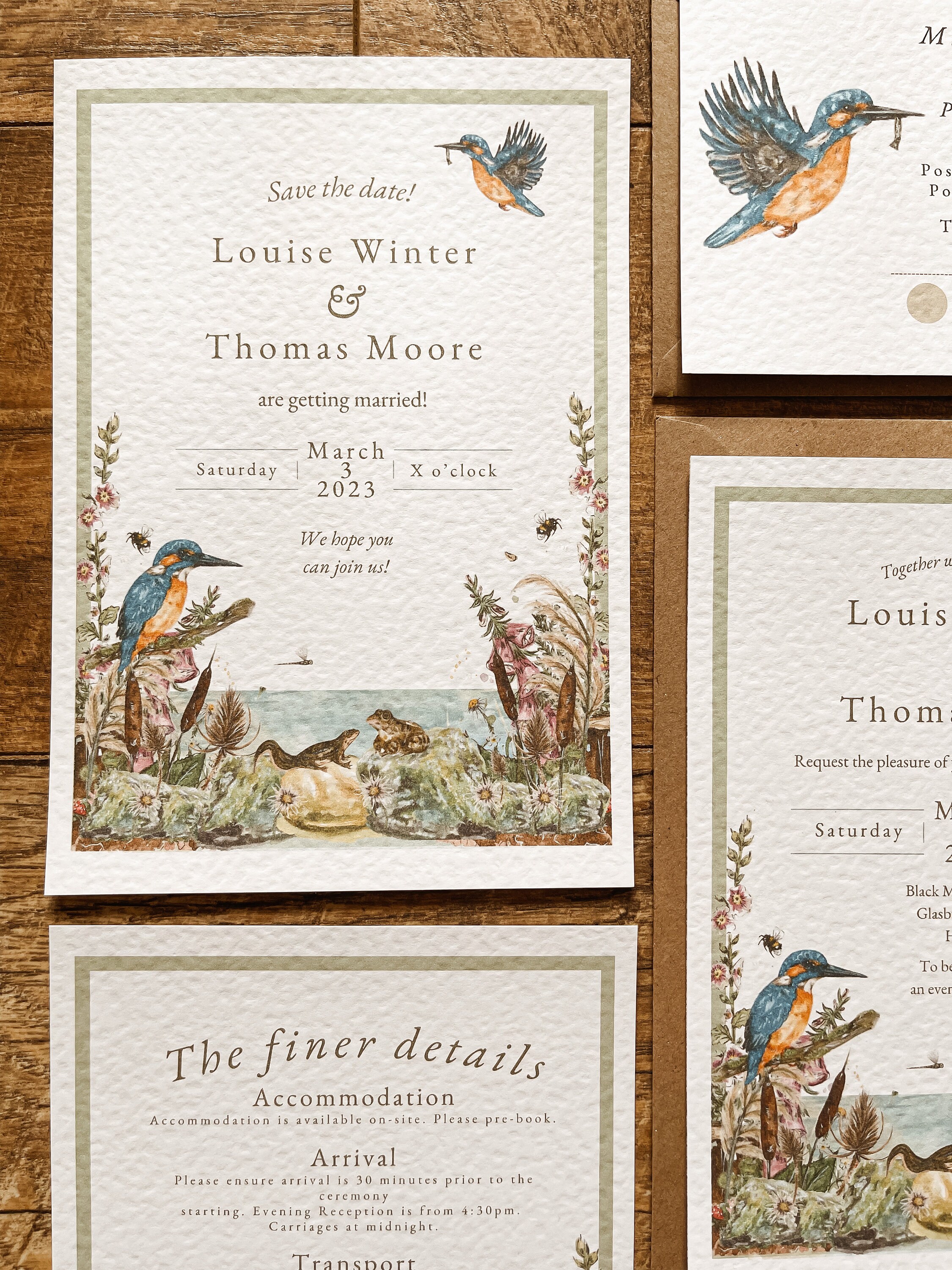 SAMPLE ONLY* Whimsical Wetland Wedding Stationery, Invitation, Save the ...