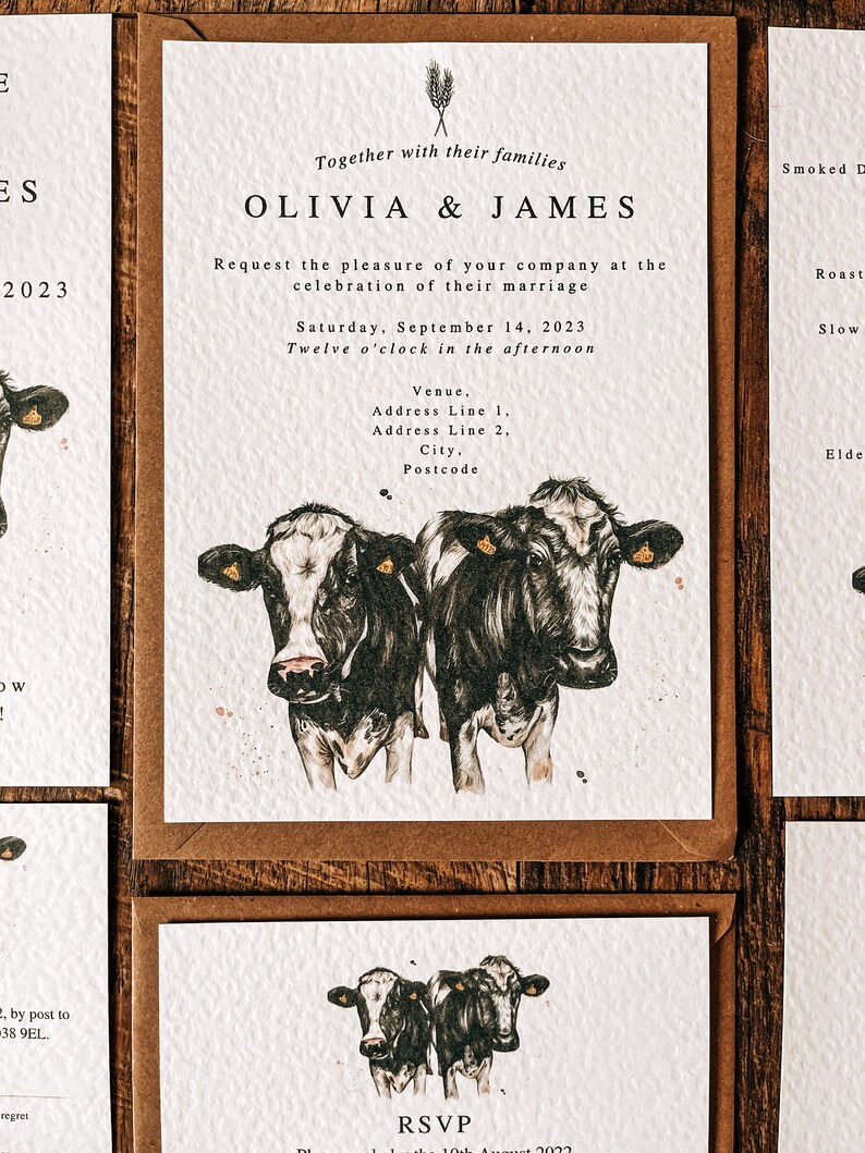 SAMPLE ONLY* Friesian Holstein Cow Wedding Stationery, Invitation, Save ...