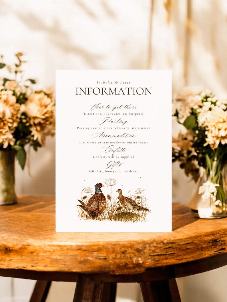 SAMPLE ONLY* Pair of Pheasants Wedding Invitation Stationery, Save the ...