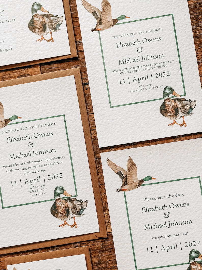 SAMPLE ONLY* Pair of Mallards Wedding Stationery, Invitation, Save the ...